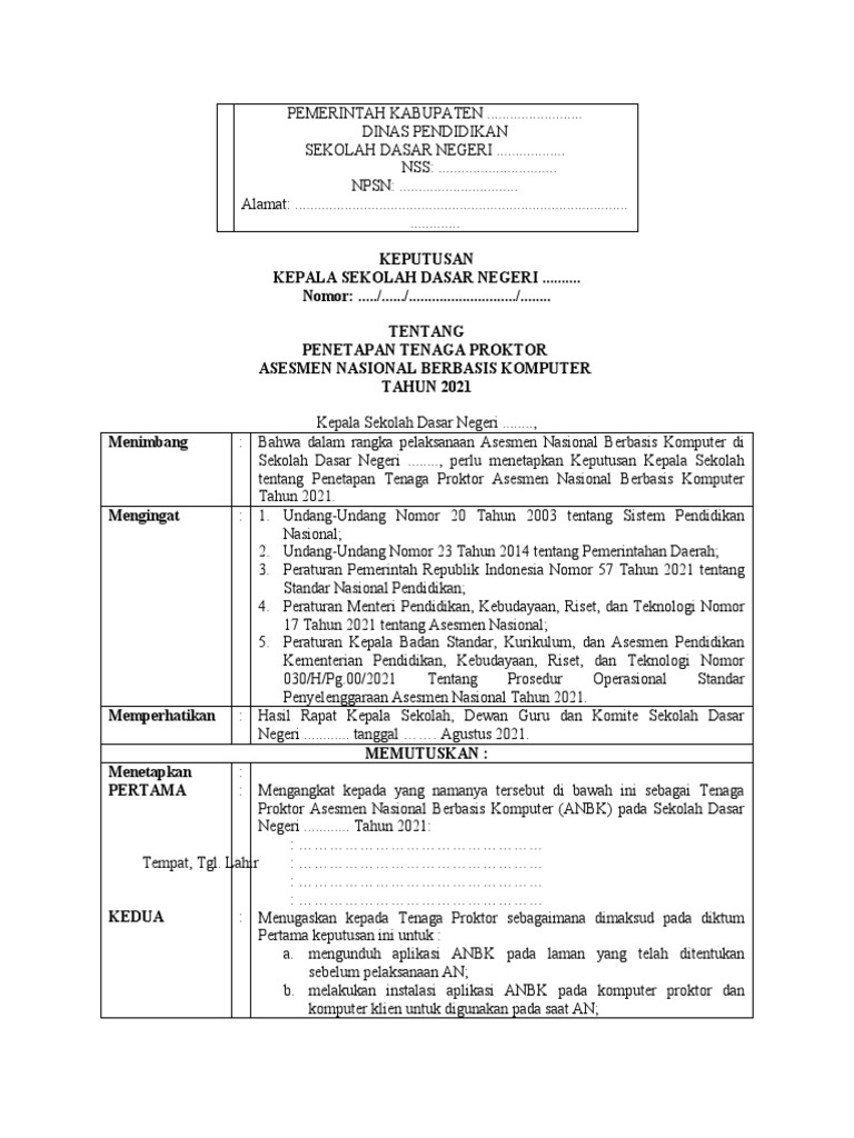 Contoh SK Proktor | PDF