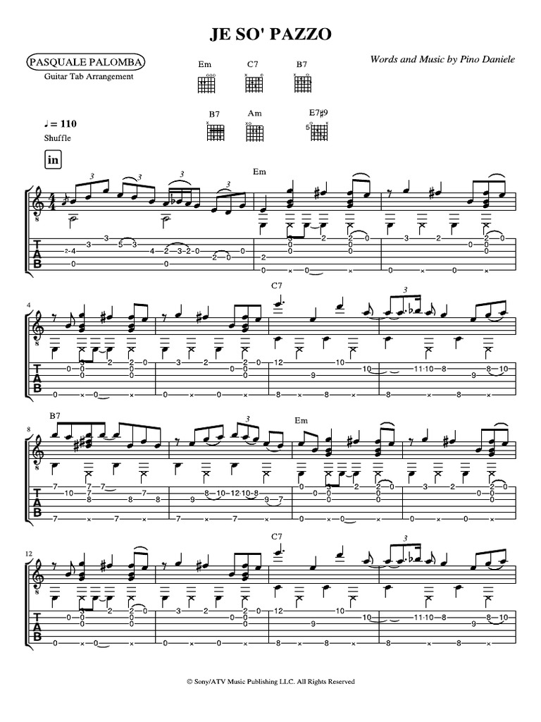 Je So Pazzo ScoreTAB | PDF