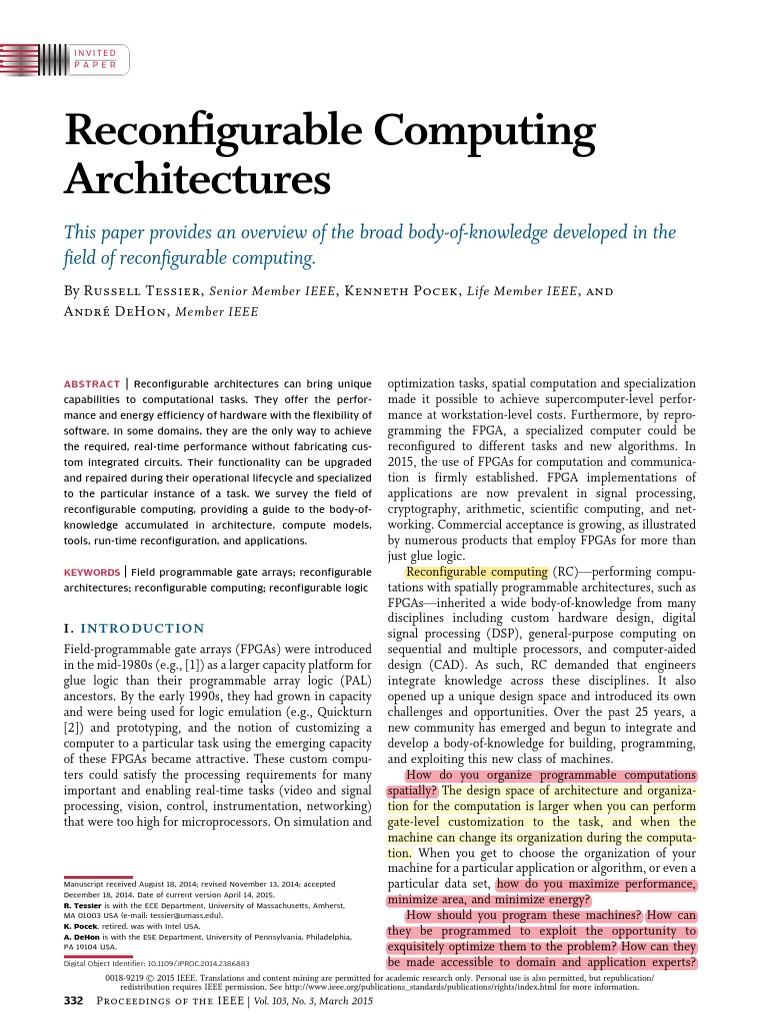 Reconfigurable Computing Architectures Pdf Field Programmable Gate