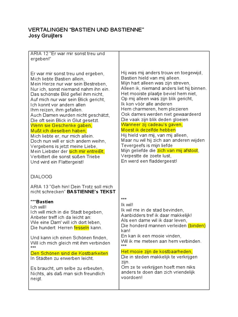 Libretto Bastien Und Bastienne Vertaling | PDF