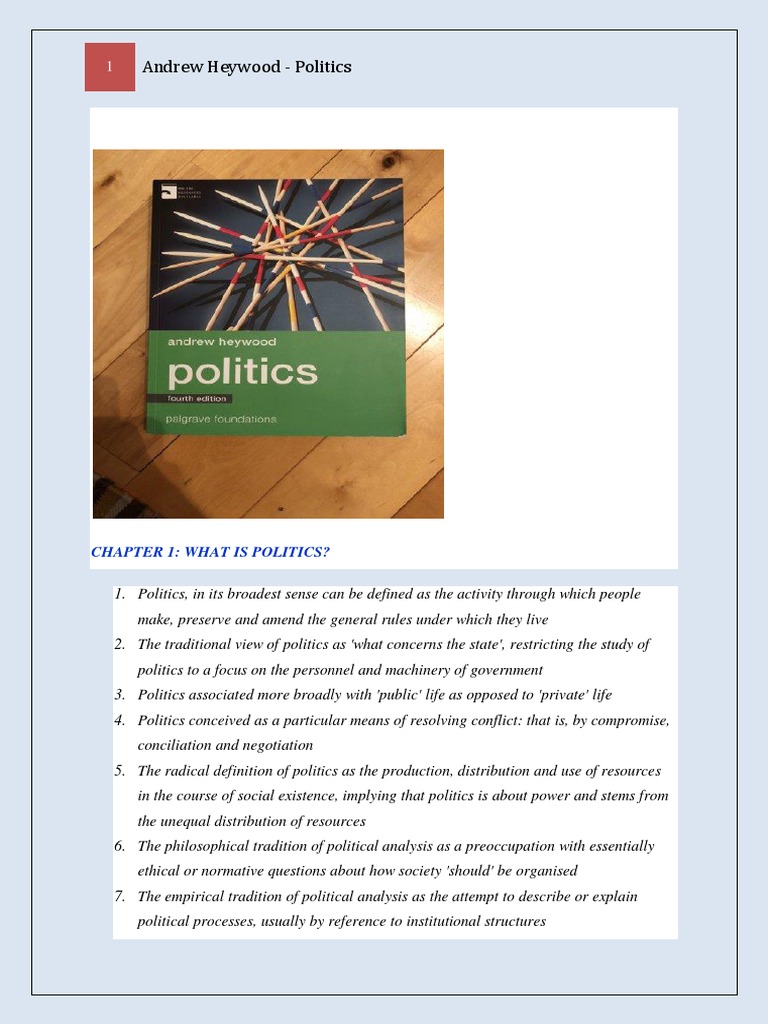 Andrew Heywood Politics CHAPTER 1 WHAT I | PDF | Marxism | Policy