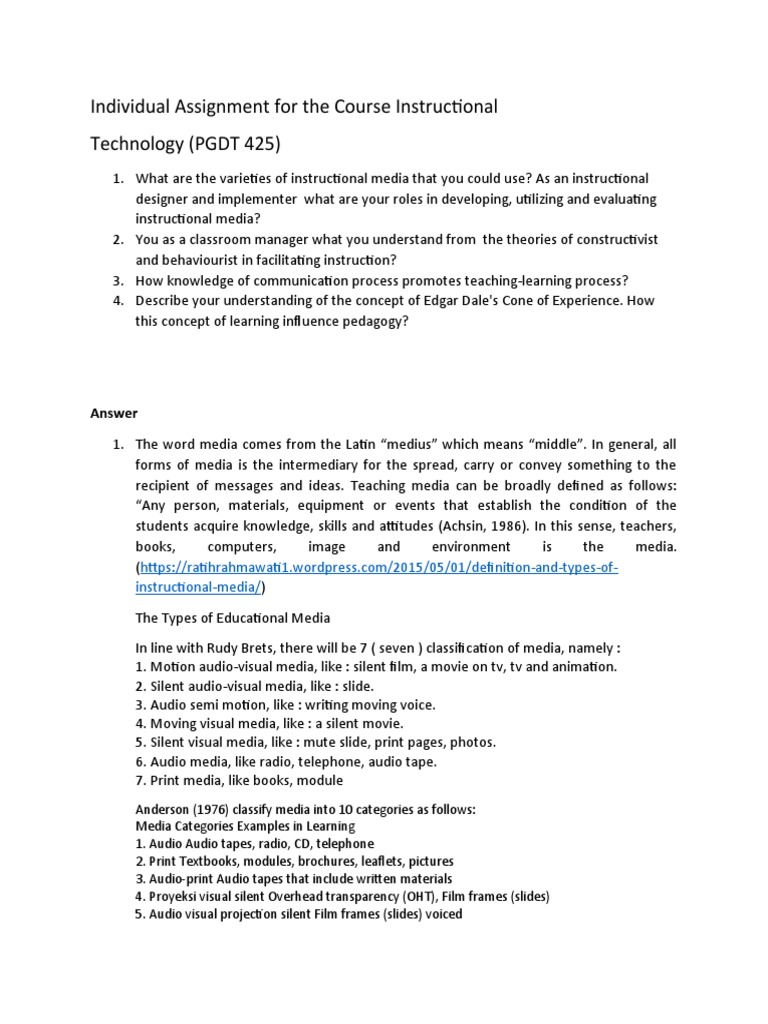Assignment 01 | PDF | Educational Technology | Behavior Modification