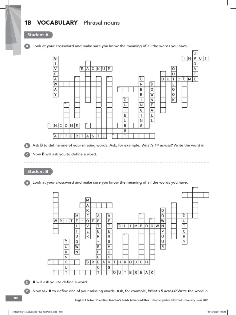 Ef4e Adv Plus TG PCM Vocab 1b | PDF | Human Communication | Cognition