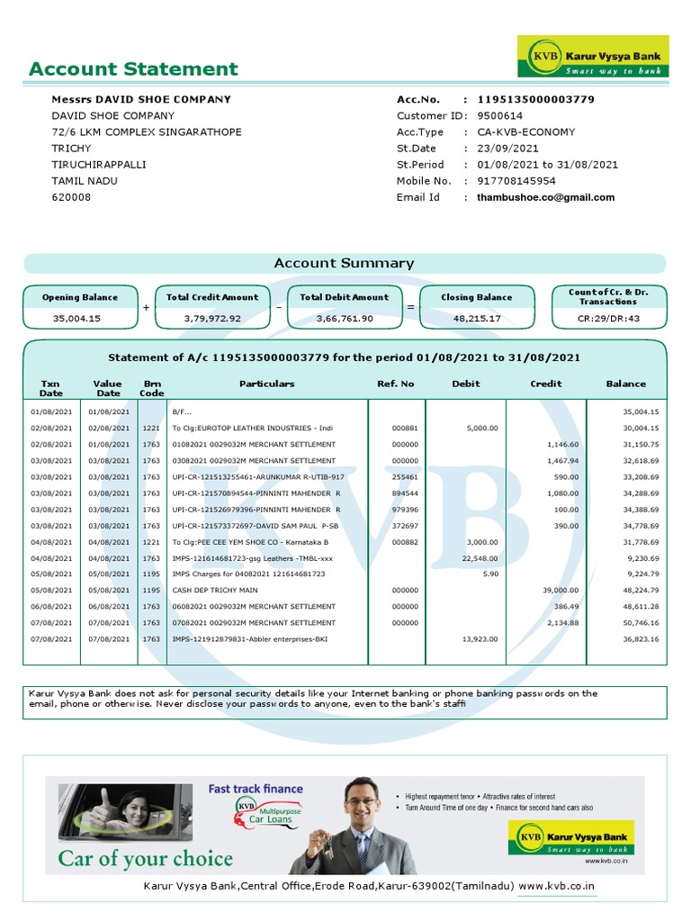 Account Statement | PDF | Debits And Credits | Jargon