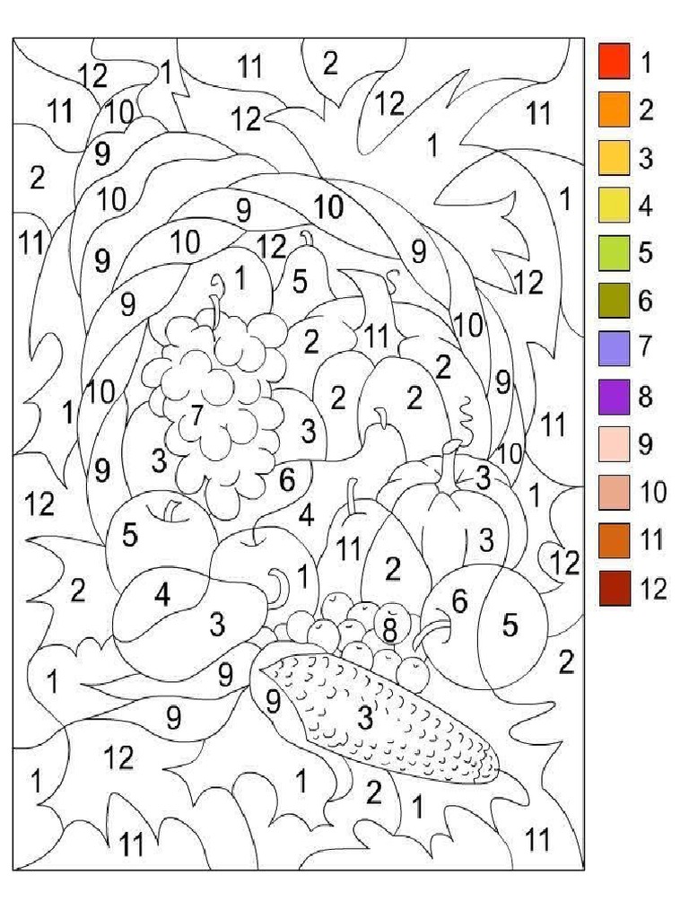 Dibujo Colores Numeros Fruta | PDF
