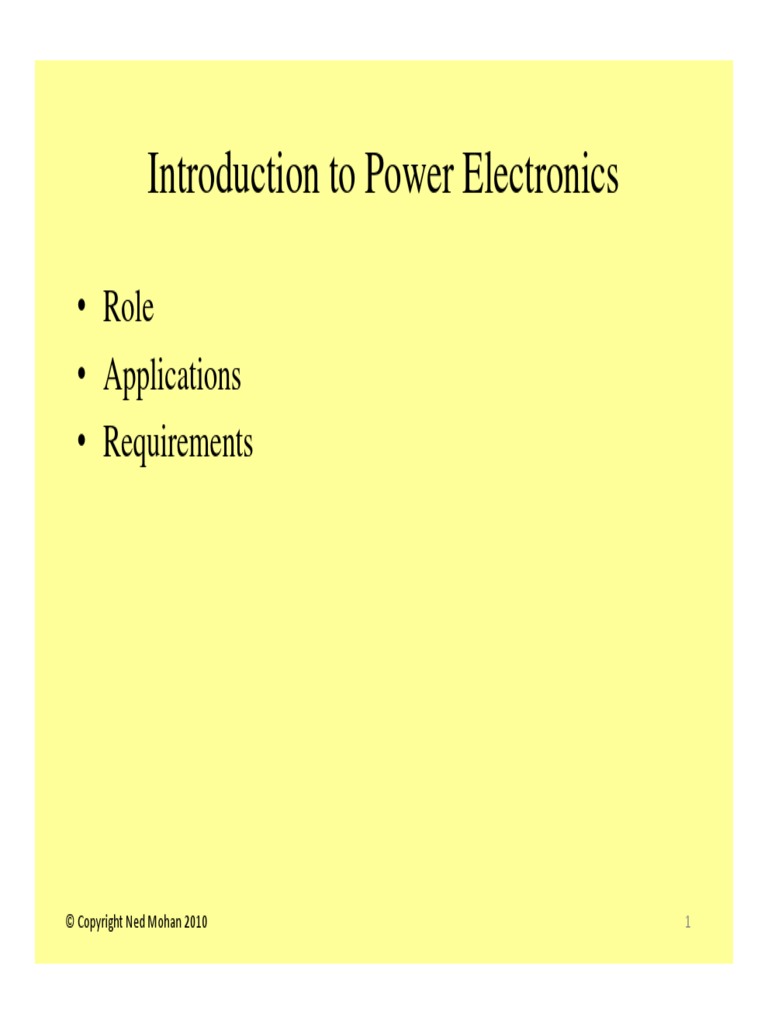 #1 Introduction To Power Electronics | PDF | Power Electronics ...