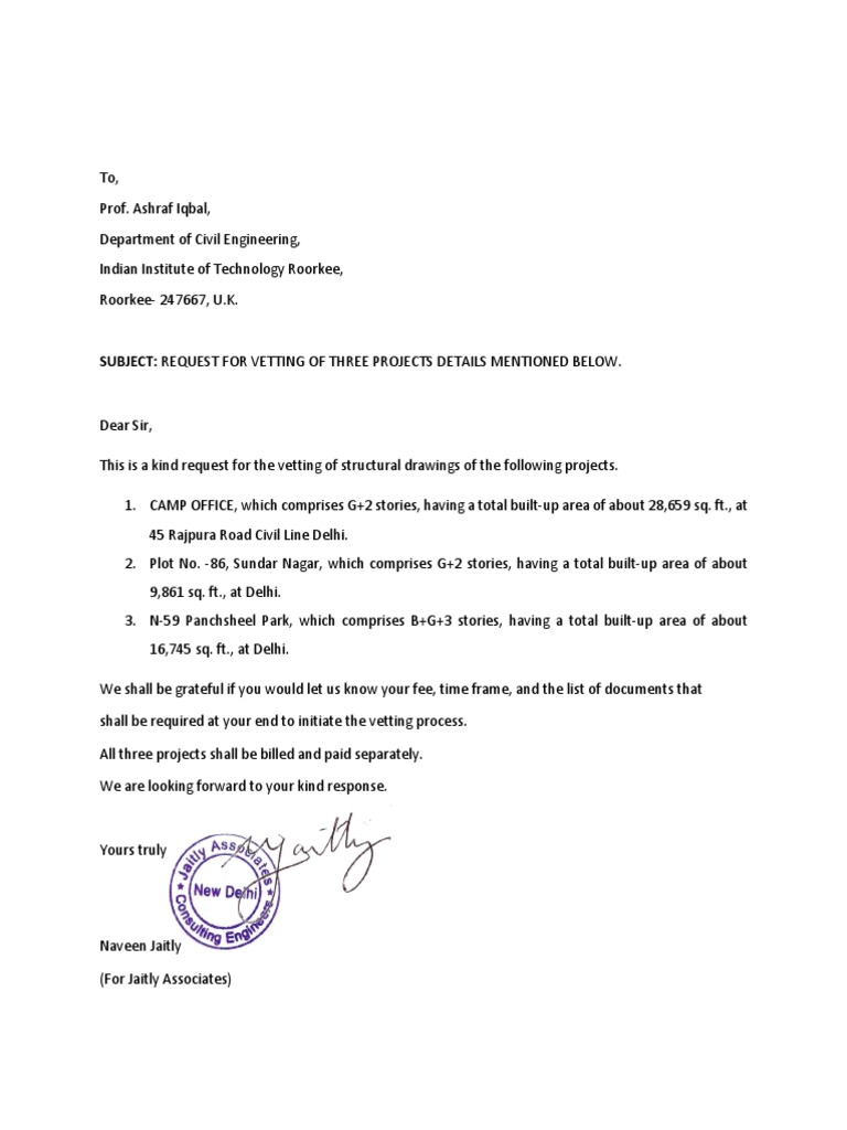 Vetting Letter | PDF