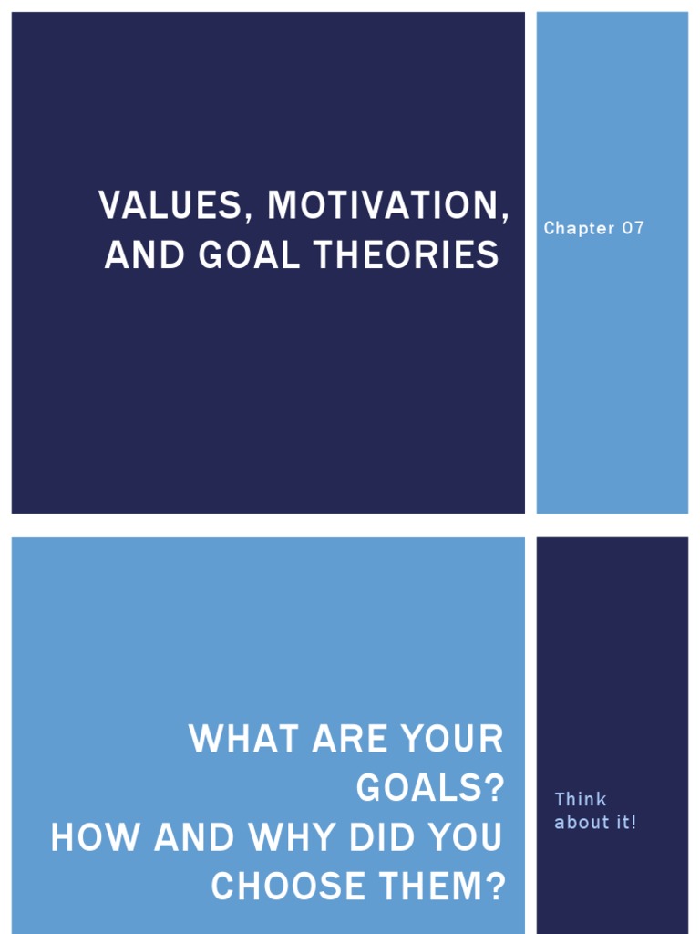 Chapter 7 Values, Motivation, and Goal Theories | PDF | Motivational ...