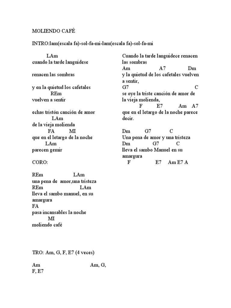 Moliendo Cafè | PDF