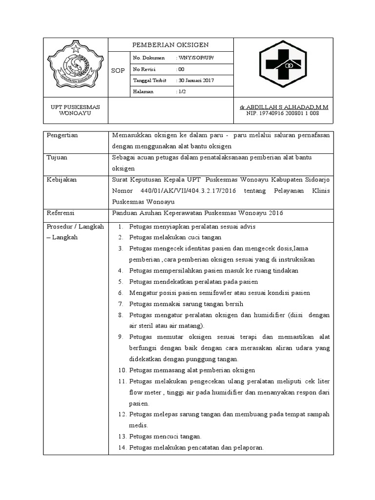Pemberian Oksigen | PDF