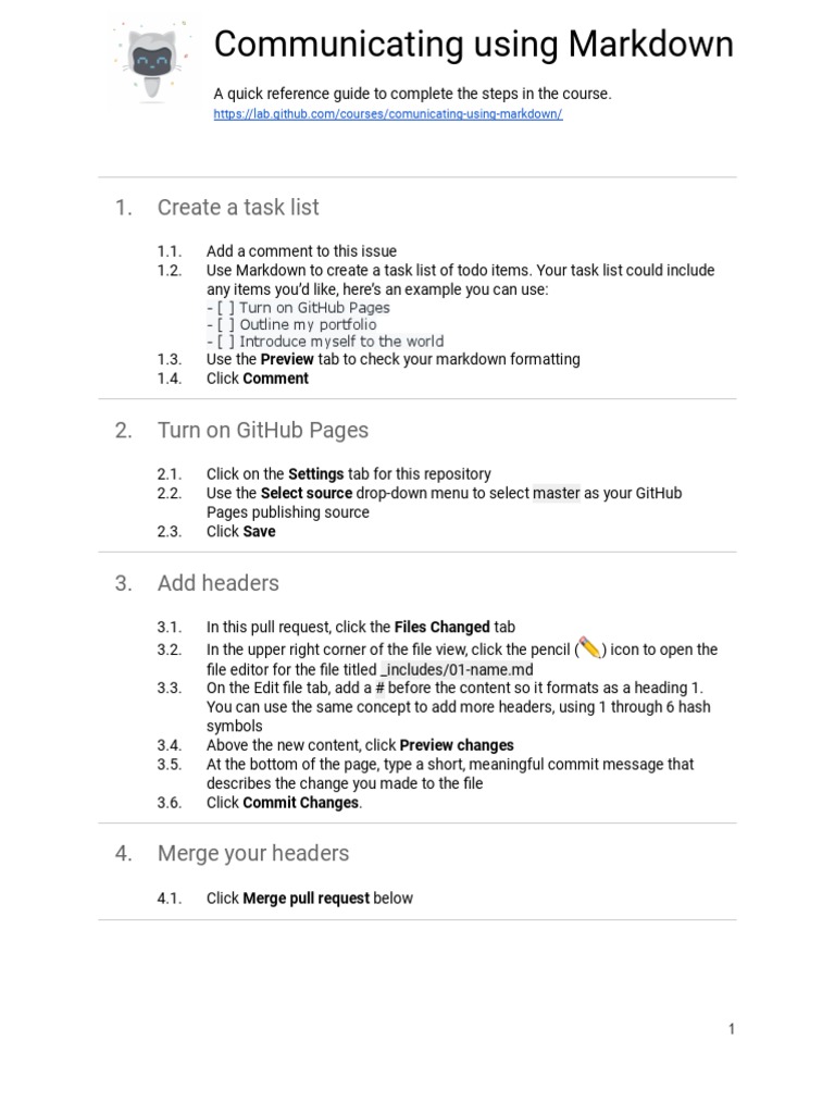 Communicating Using Markdown in GitHub | PDF | Software Development ...