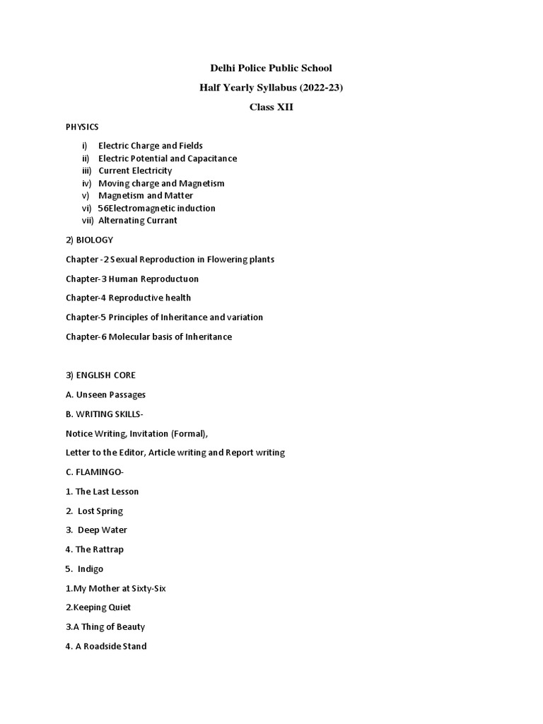 SYLLABUS-CLASS-XII-2022-23 Half Yearly | PDF | Databases | Database Index
