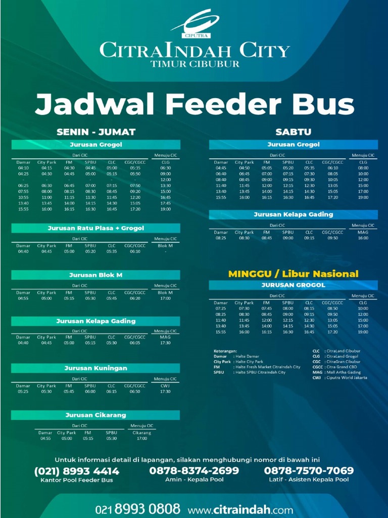 Jadwal Bus Feeder Citra Indah City | PDF