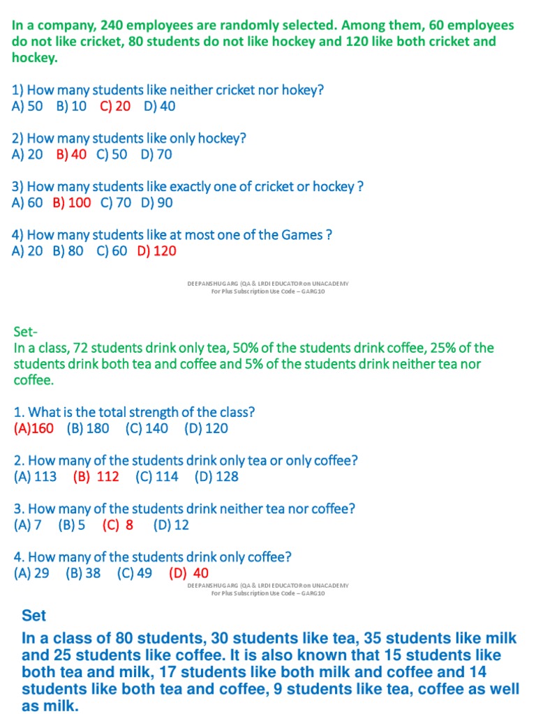 Venn Diagram Practice Sheet | PDF | Treatment And Control Groups