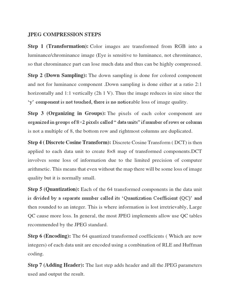 Jpeg Compression Steps | Download Free PDF | Data Compression | Digital Signal Processing