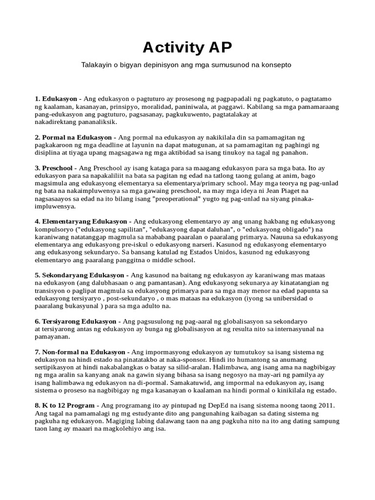 AP Activity Edukasyon | PDF