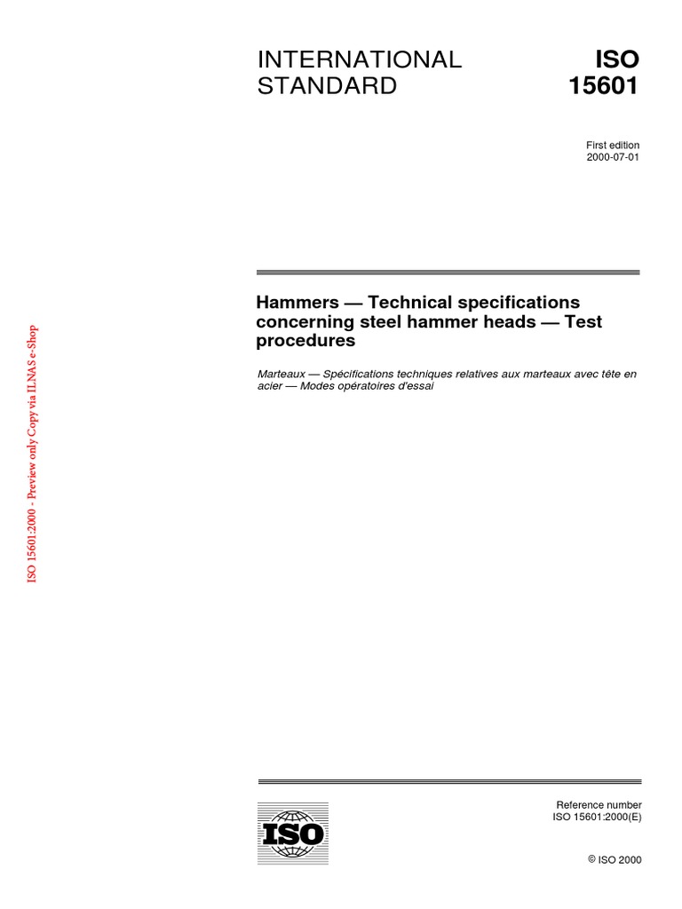 International Standard: Hammers - Technical Specifications Concerning ...