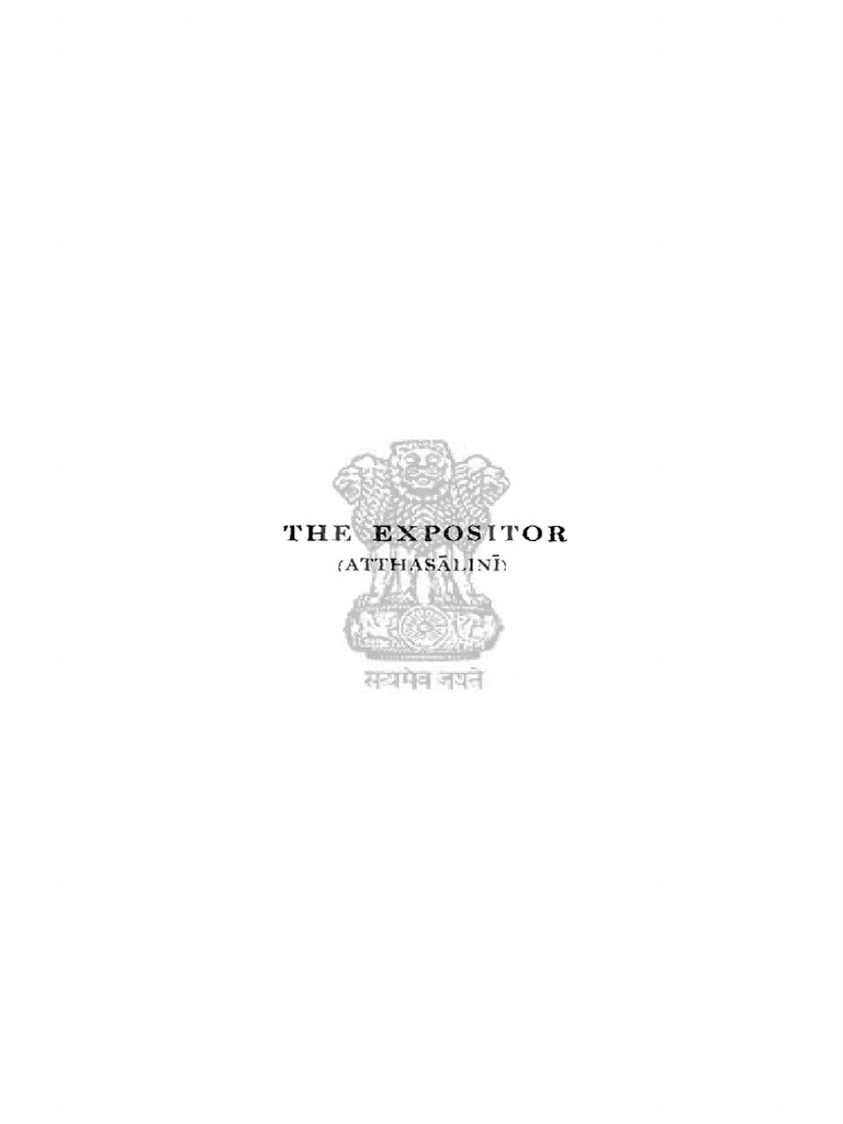 The Expositor (Atthasalini) Buddhaghoa's Commentary On The ...