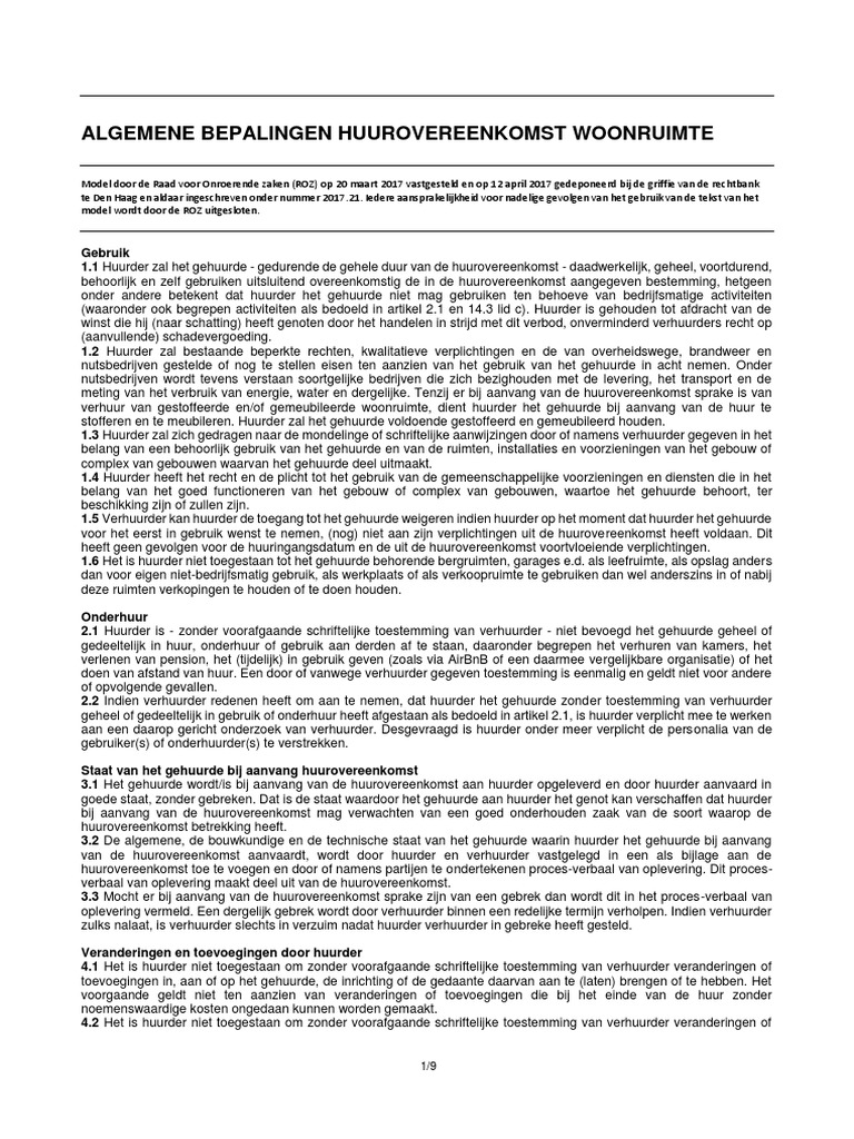 Algemene Bepalingen Woonruimte 2017 | PDF