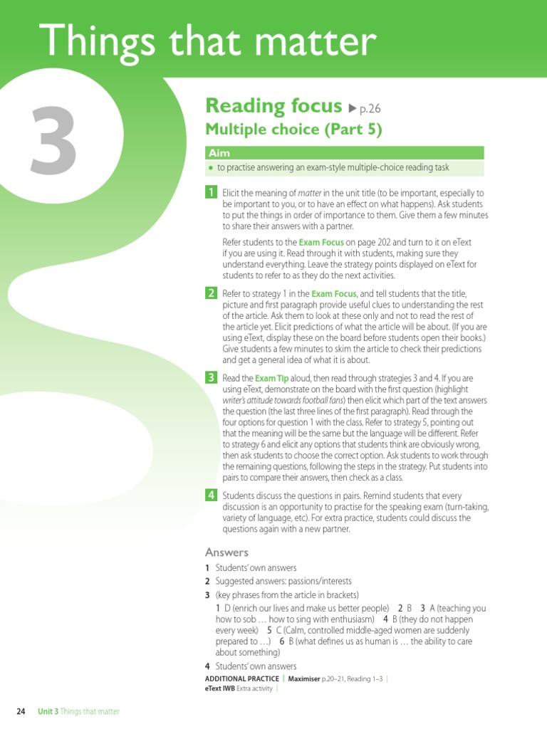 New FCE Gold - Teacher S Book Unit 3 | PDF | Question | English Language