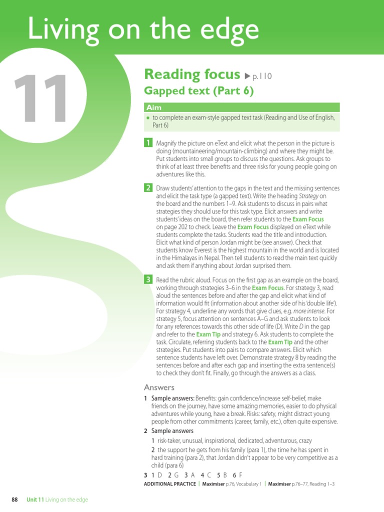 Reading Focus: Gapped Text (Part 6) | PDF | Question | Vocabulary