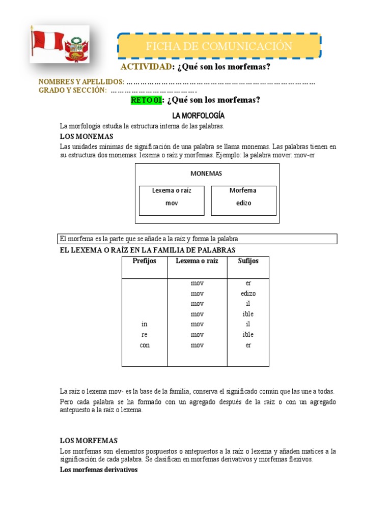 6° FICHA DIA 03 - COM - ¿Qué Son Los Morfemas | PDF | Palabra | Numero ...