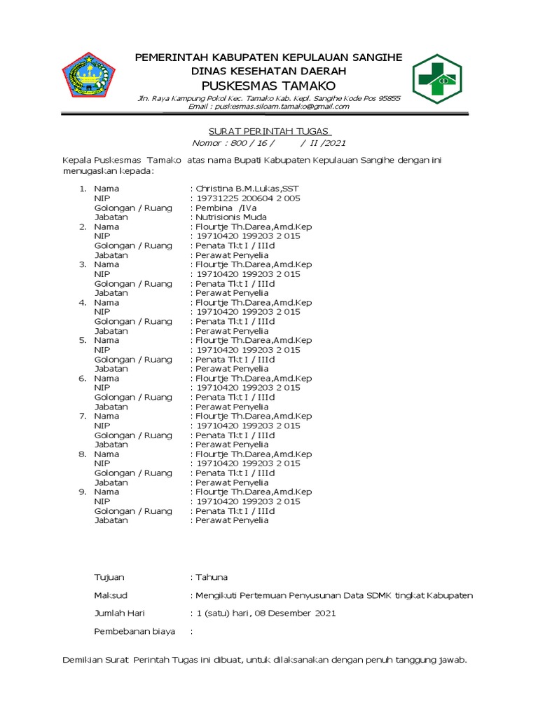 Surat Tugas Tim Vaksinasi | PDF