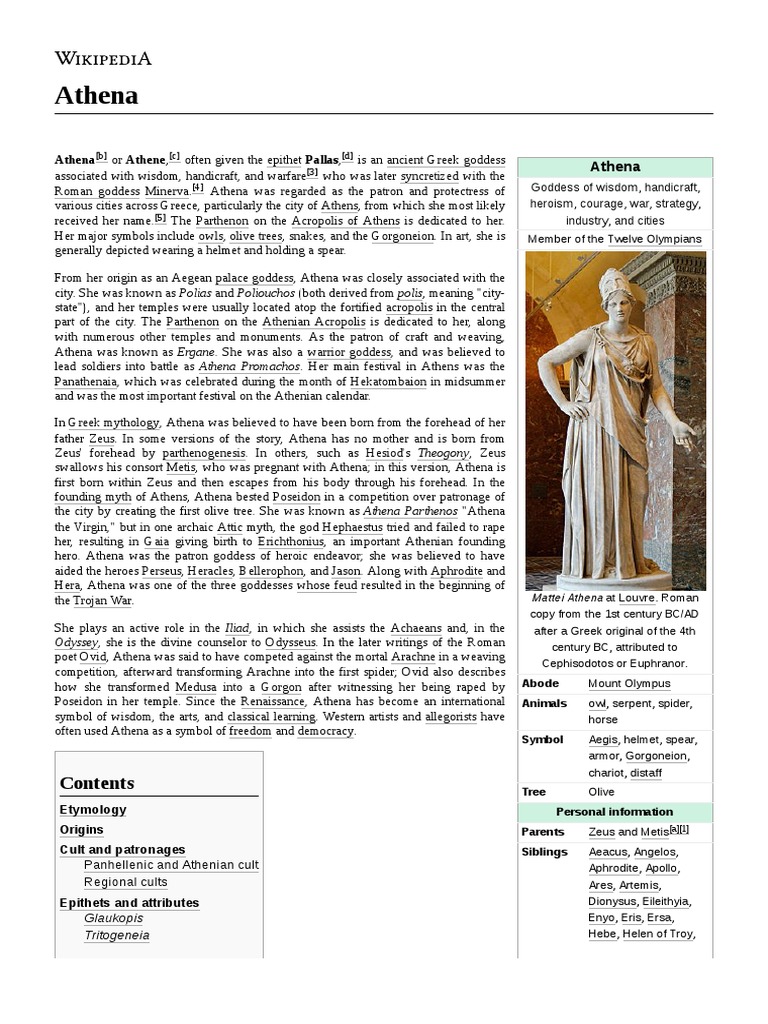 Athena | PDF | Athena | Ancient Greek Religion