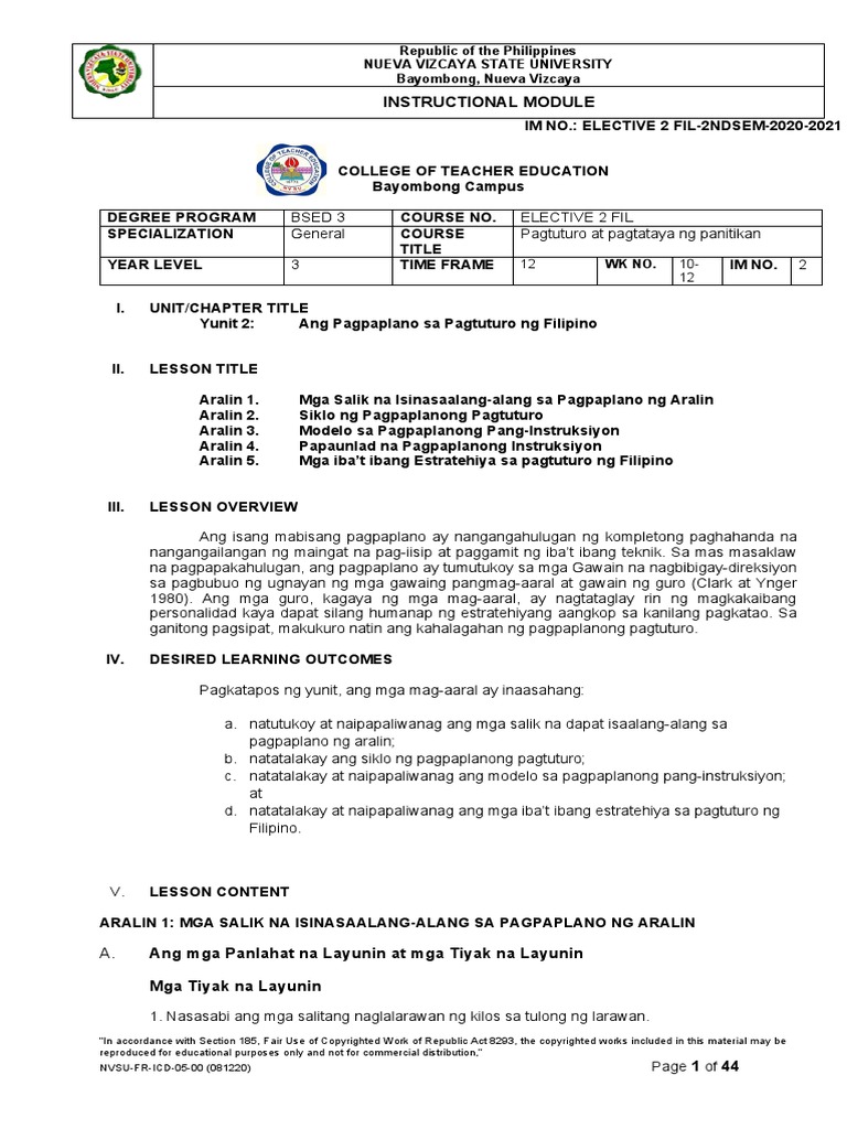 Module 2 Elective 2 Fil. | PDF
