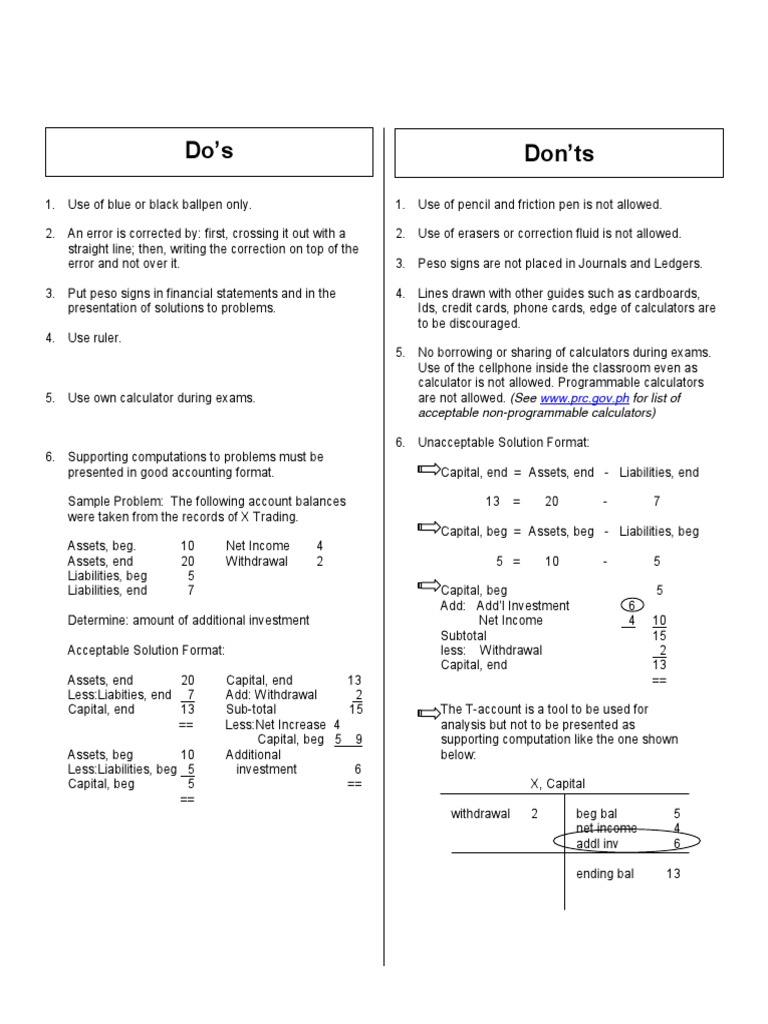 Do's Don'ts: For List of Acceptable Non-Programmable Calculators) | PDF ...