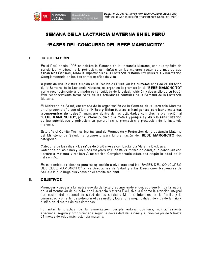 Concurso Bebé Mamoncito Perú 2023 | PDF | Amamantamiento | Ciencias de ...