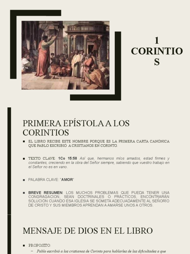 1 Corintios-Presentacion | PDF | Primera epístola a los corintios | Jesús