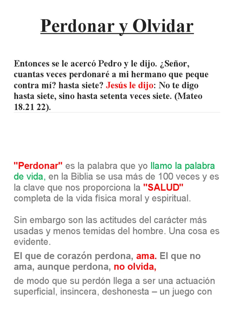Perdonando y Olvidando | PDF | Pecado | Jesús