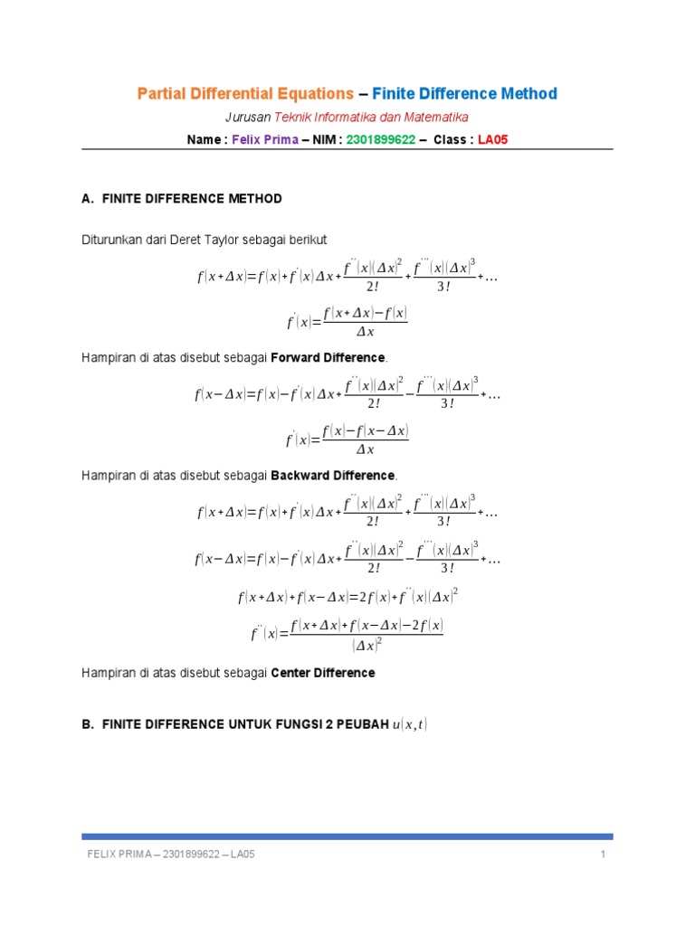 (M-5) Partial Differential Equations - Finite Difference Method | PDF | Metode & Bahan Ajar