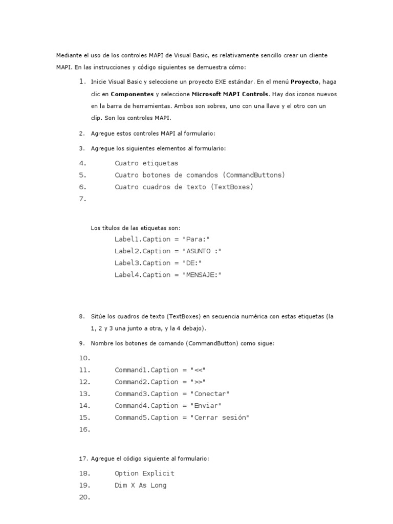 Mediante El Uso de Los Controles MAPI de Visual Basic | PDF | Correo electrónico | Básico