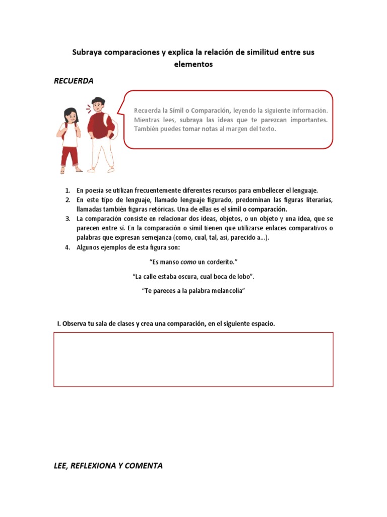Guia Trabajosubraya Comparaciones y Explica La Relación de Similitud ...