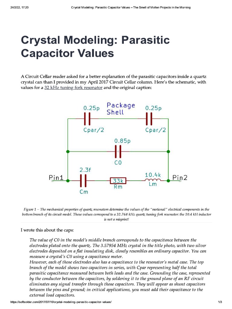 Crystal Modeling Parasitic Capacitor Values | PDF