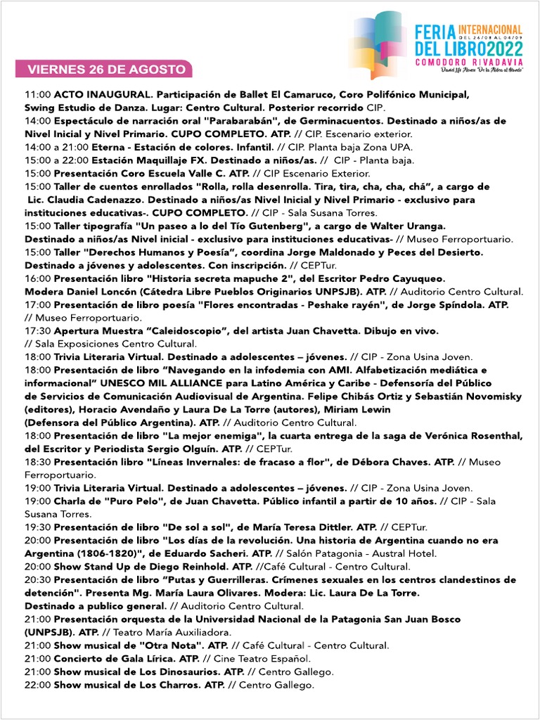 Programa Feria Del Libro | PDF