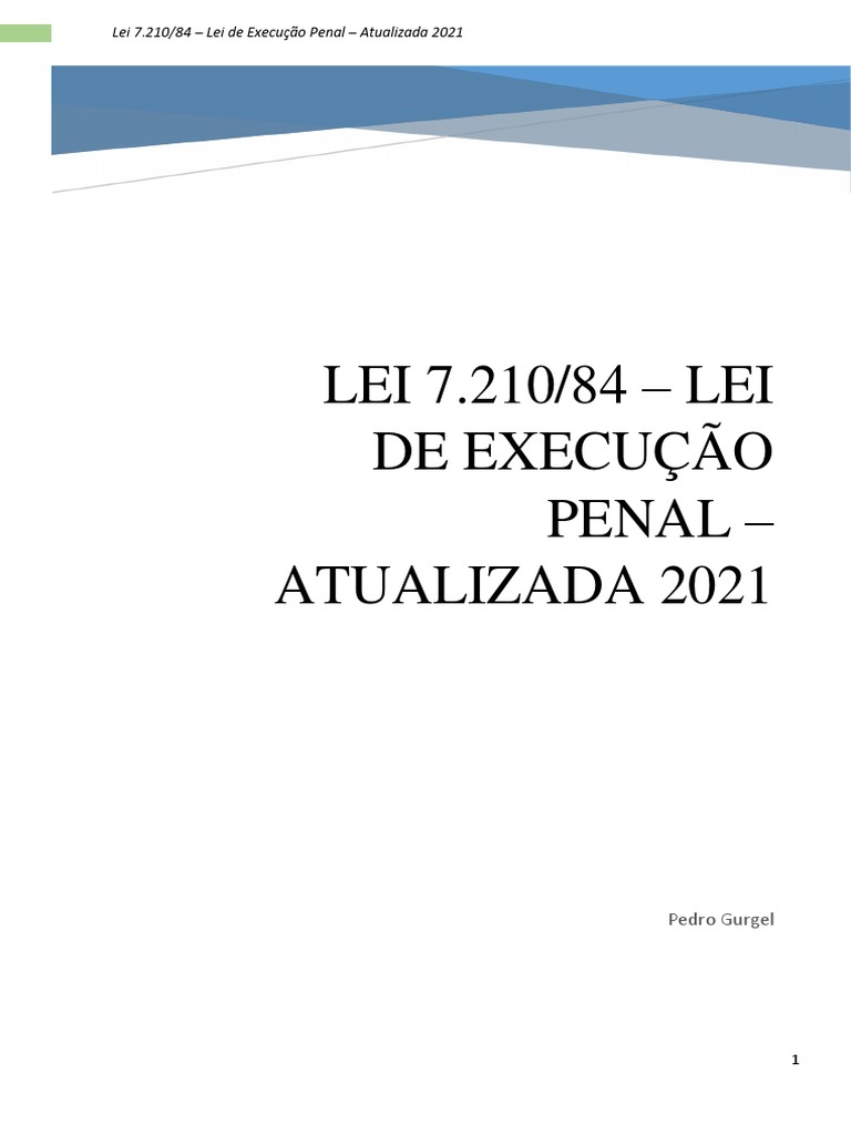 Lei de Execução Penal - Letra de Lei | PDF | Pena de morte | Sentença ...