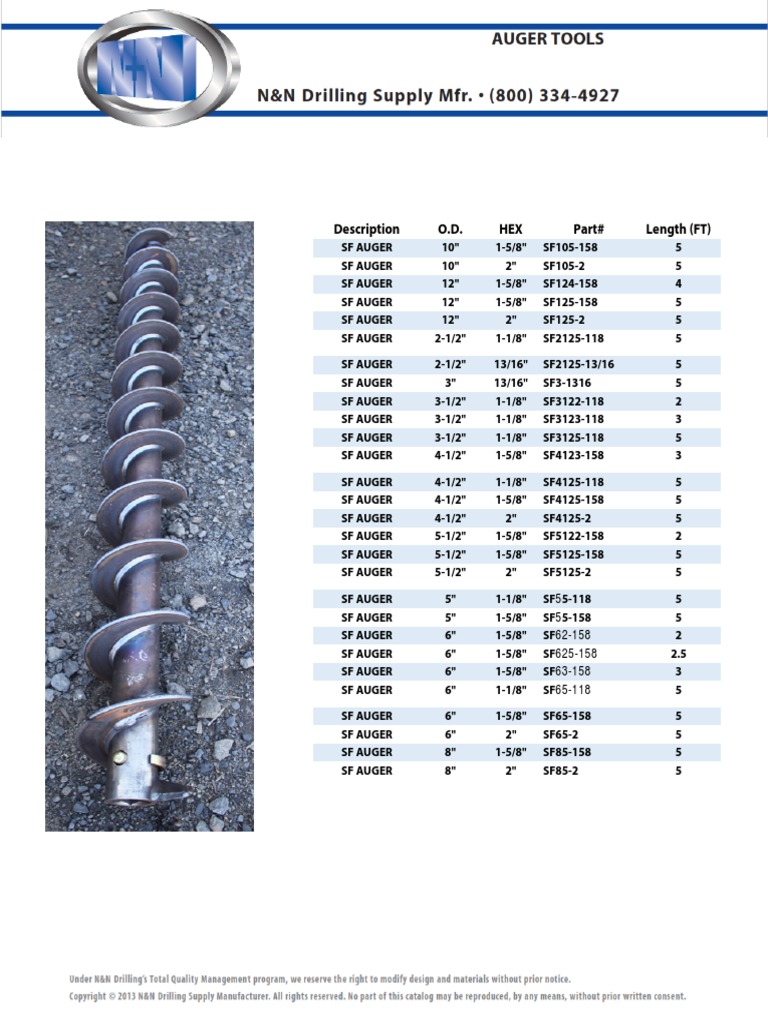 Auger Tools1275400-1 | PDF | Components | Flight