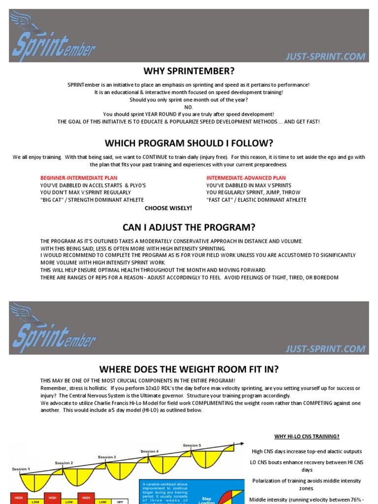 Sprint Training Program Overview | PDF | Weight Training | Physical ...