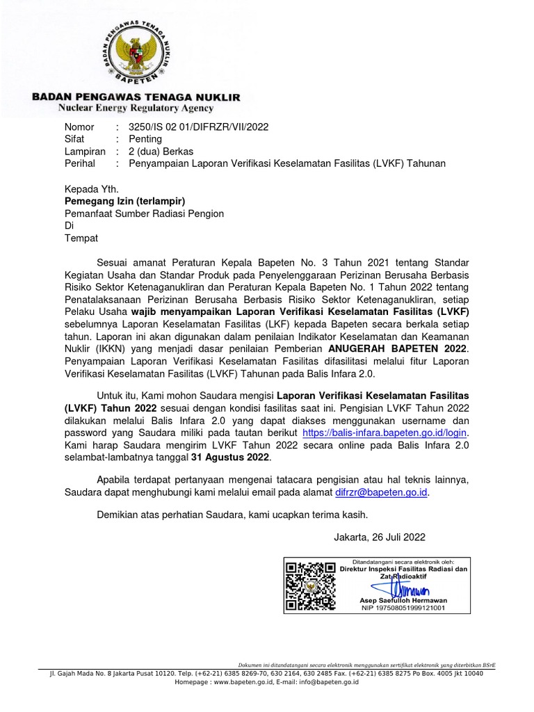 Surat Penyampaian LVKF 2022 - Jawa Barat | PDF