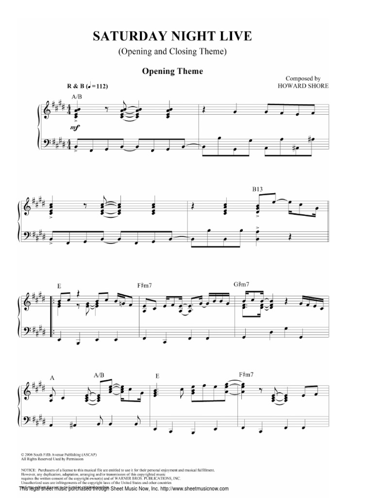 Saturday Night Live Opening and Closing Themes | PDF