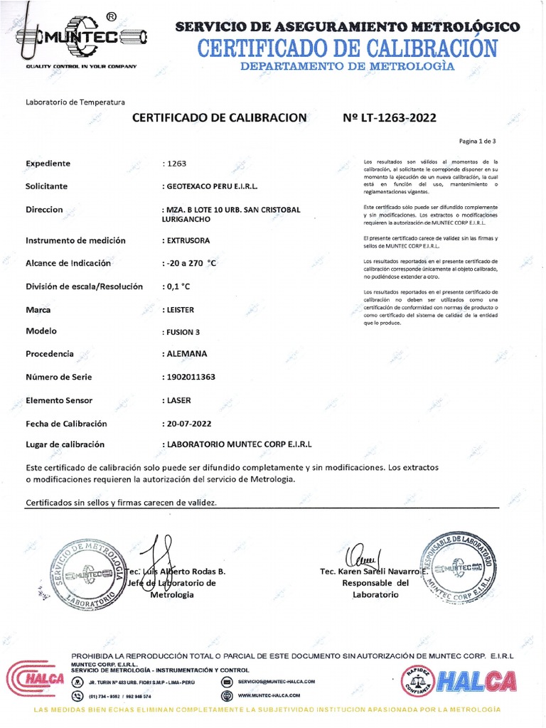 Certificado de Calibracion II | PDF