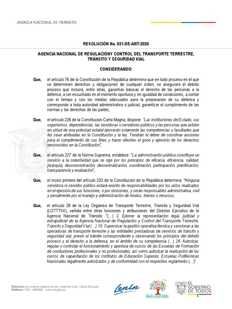 Resolucion 031-De-Ant-2020 Terminos y Plazos 30 de Junio Signed Compressed | PDF | Gobierno ...