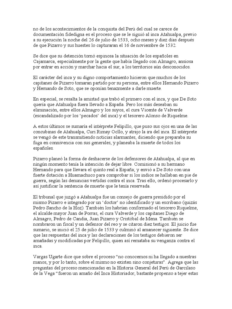 No de Los Acontecimientos de La Conquista Del Perú Del Cual Se Carece ...