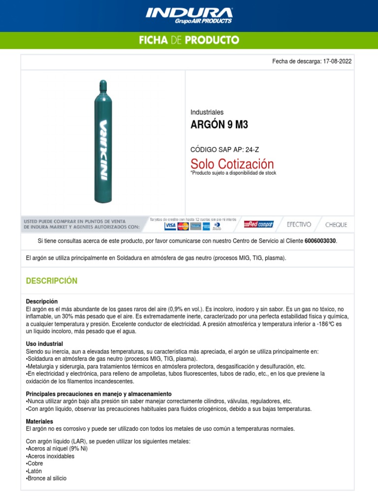 24-Z-Argón 9 M3 | PDF | Argón | Construcción