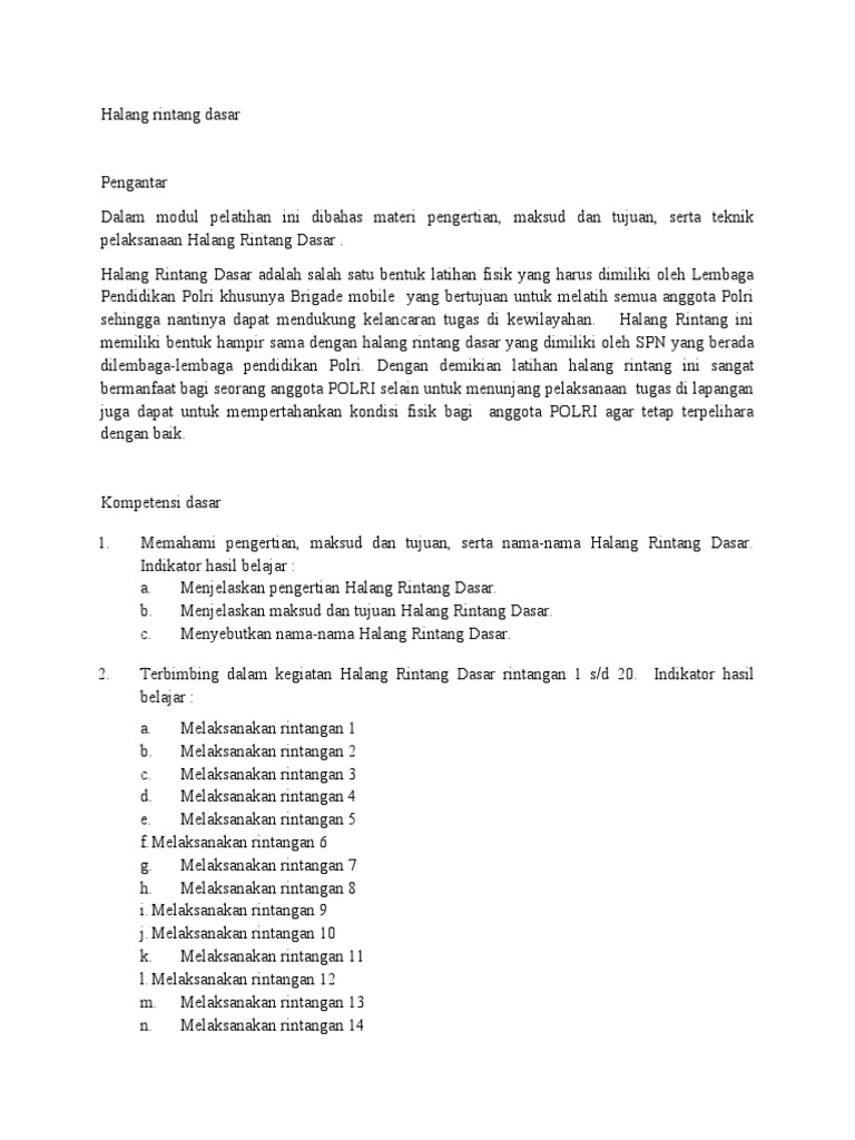 Teknik Halang Rintang Dasar Polri | PDF