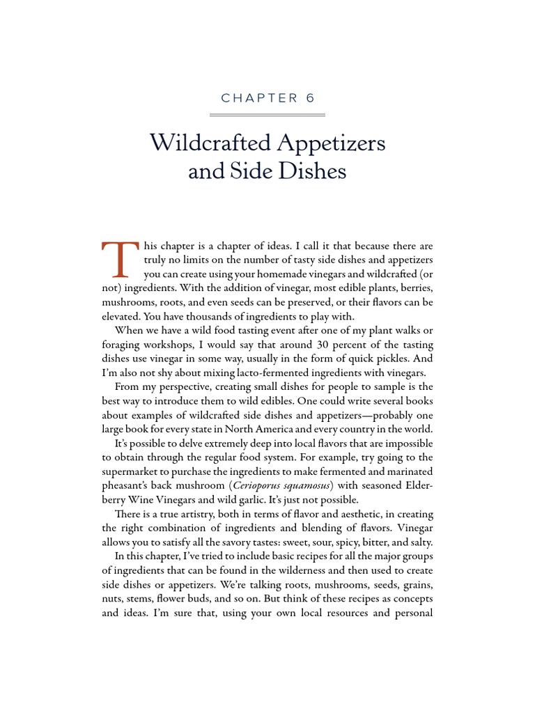 Wildcrafted Vinegars: Wildcrafted Appetizers and Side Dishes (Chapter 6) | PDF | Pickling | Vinegar