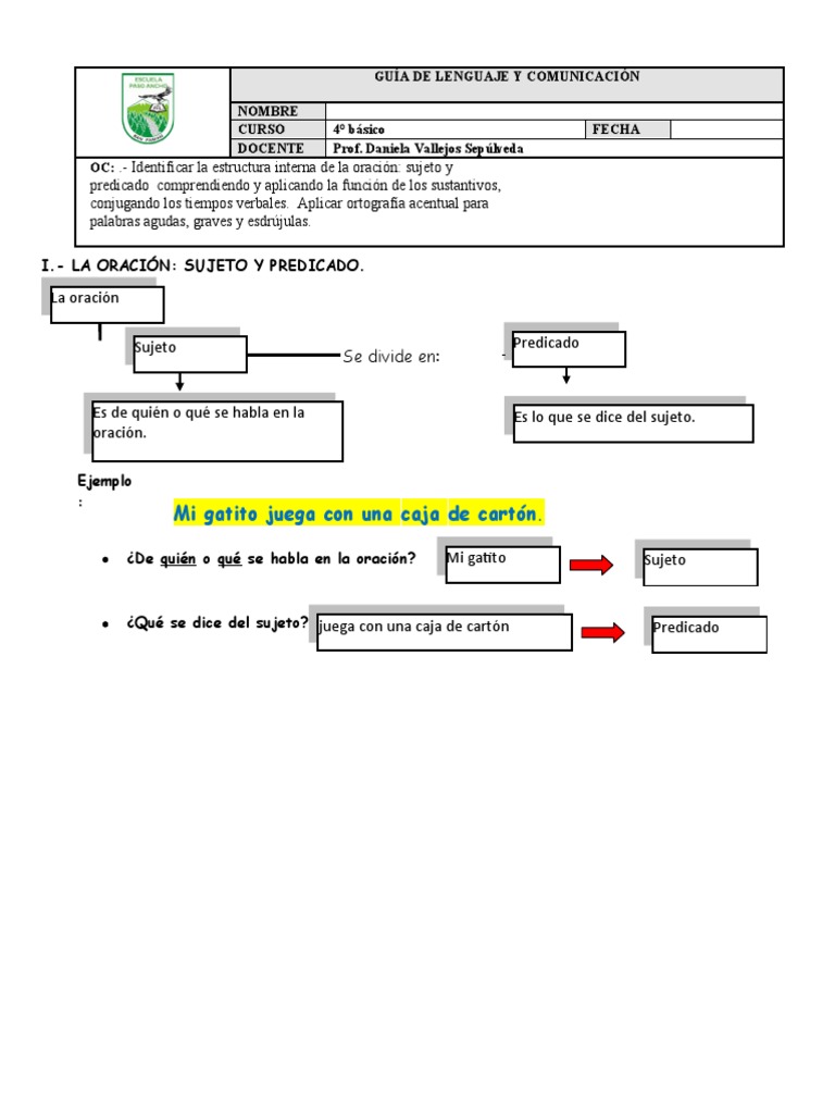 Guia de Sujeto y Predicado | PDF | Predicado (Gramática) | Asunto (gramática)